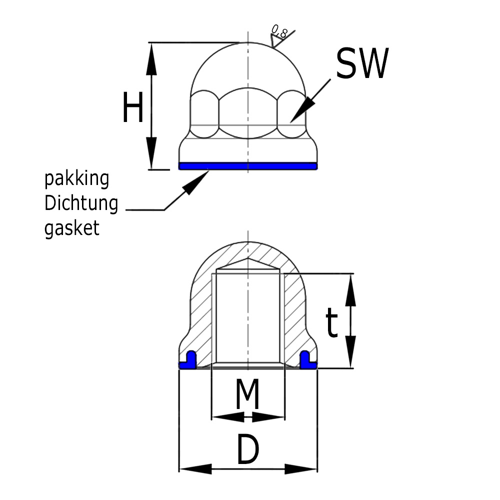 Verpas - Dopmoeren RVS – 3-A hygiëne standaard - verpas
