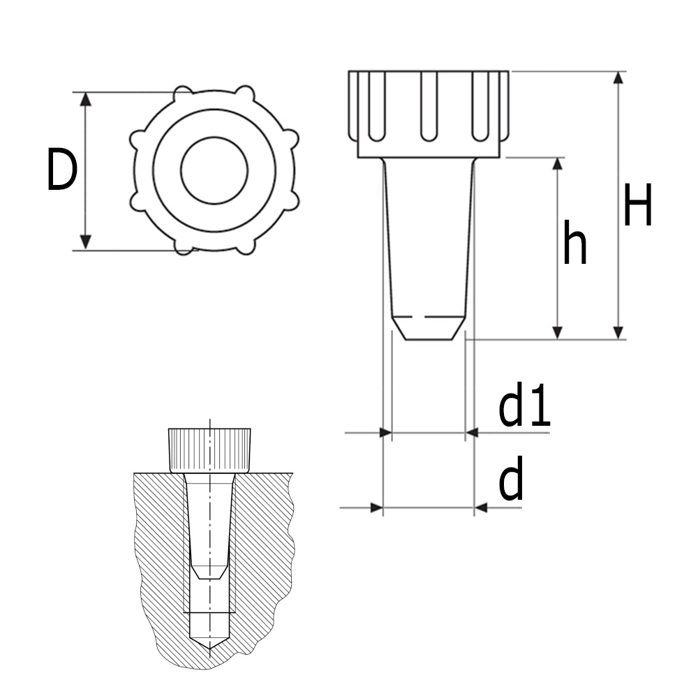 Verpas - Zelftappende conische pluggen