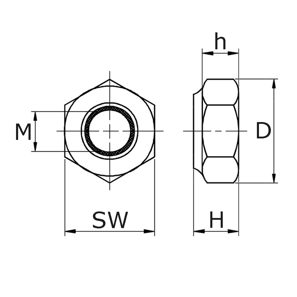 Verpas - Zeskant borgmoer - DIN 985 - verpas