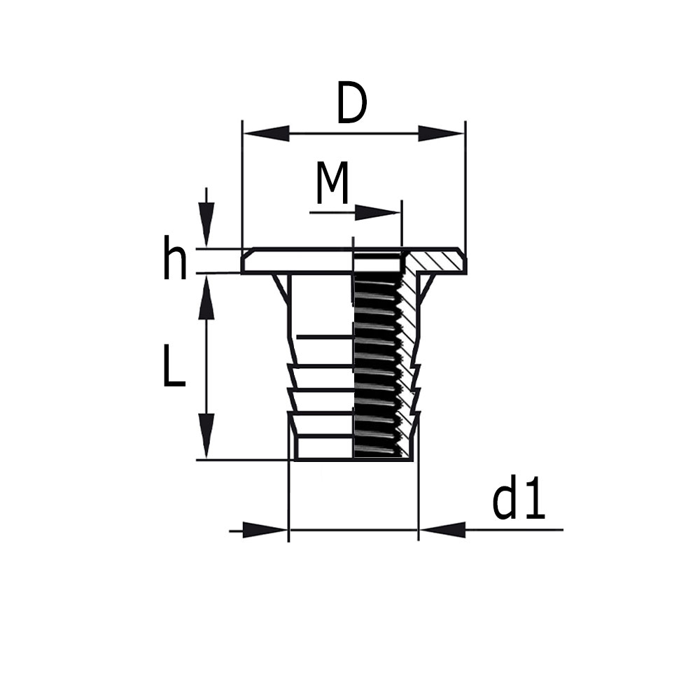 Verpas - Inslagmoer geribbeld met kraag