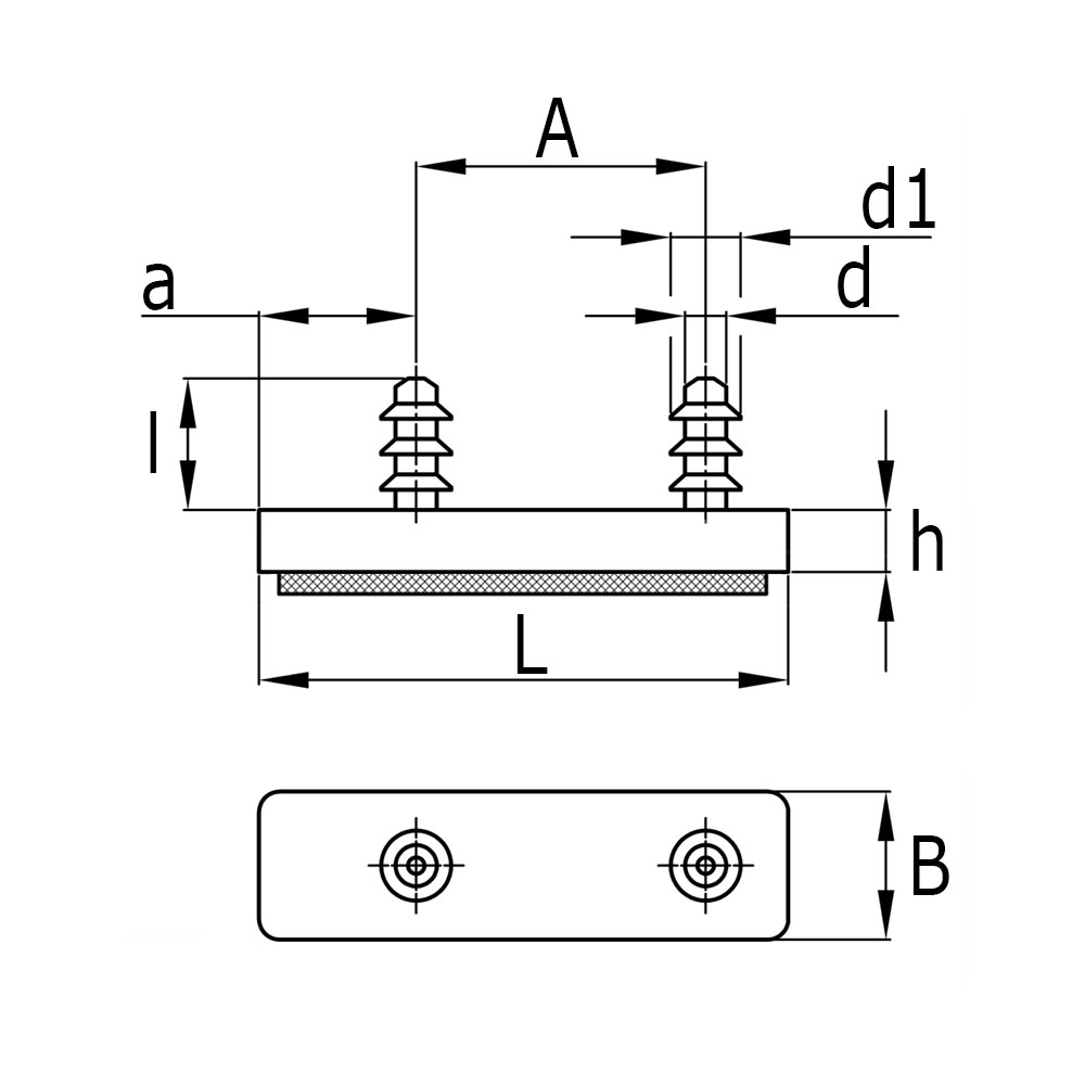 Verpas - Glijplaten / Verbindingsplaten met stift - met vilt