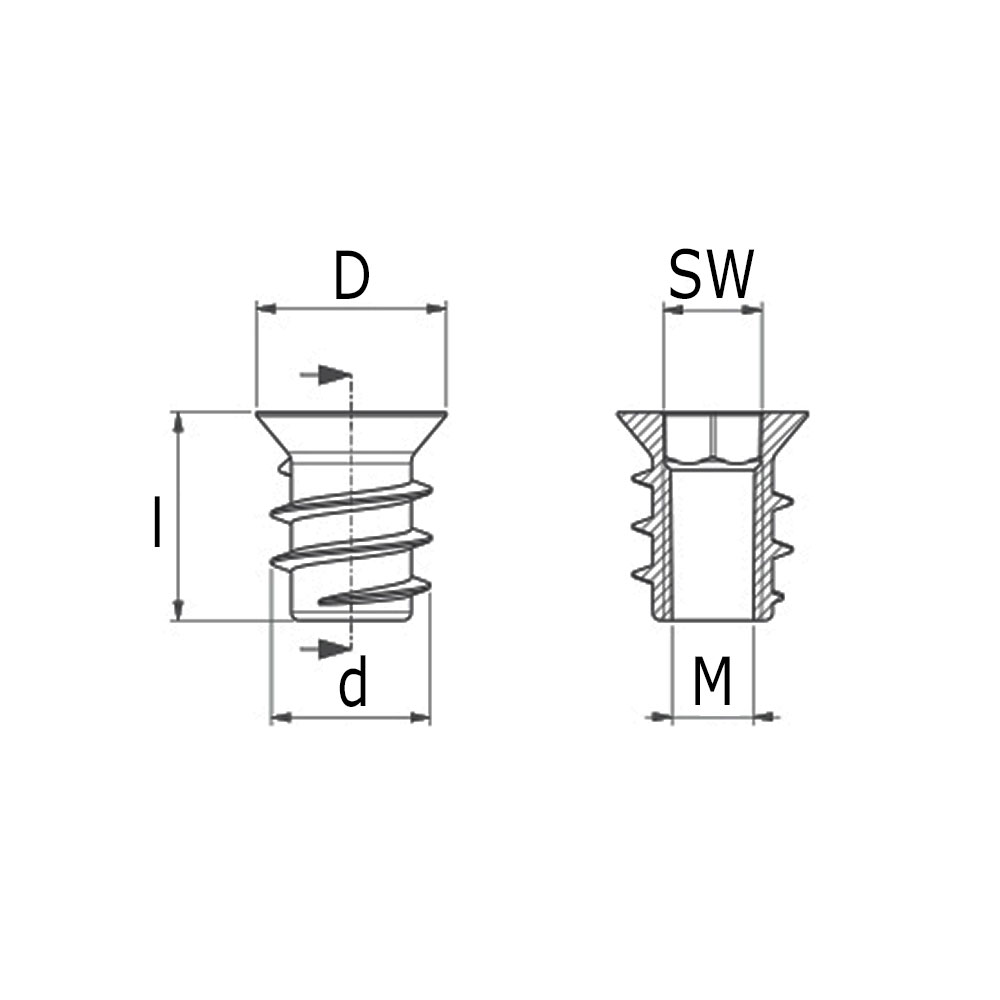 Verpas - Inschroefmoer ‘Rampamoer’ met kraag - binnenzeskant - verpas