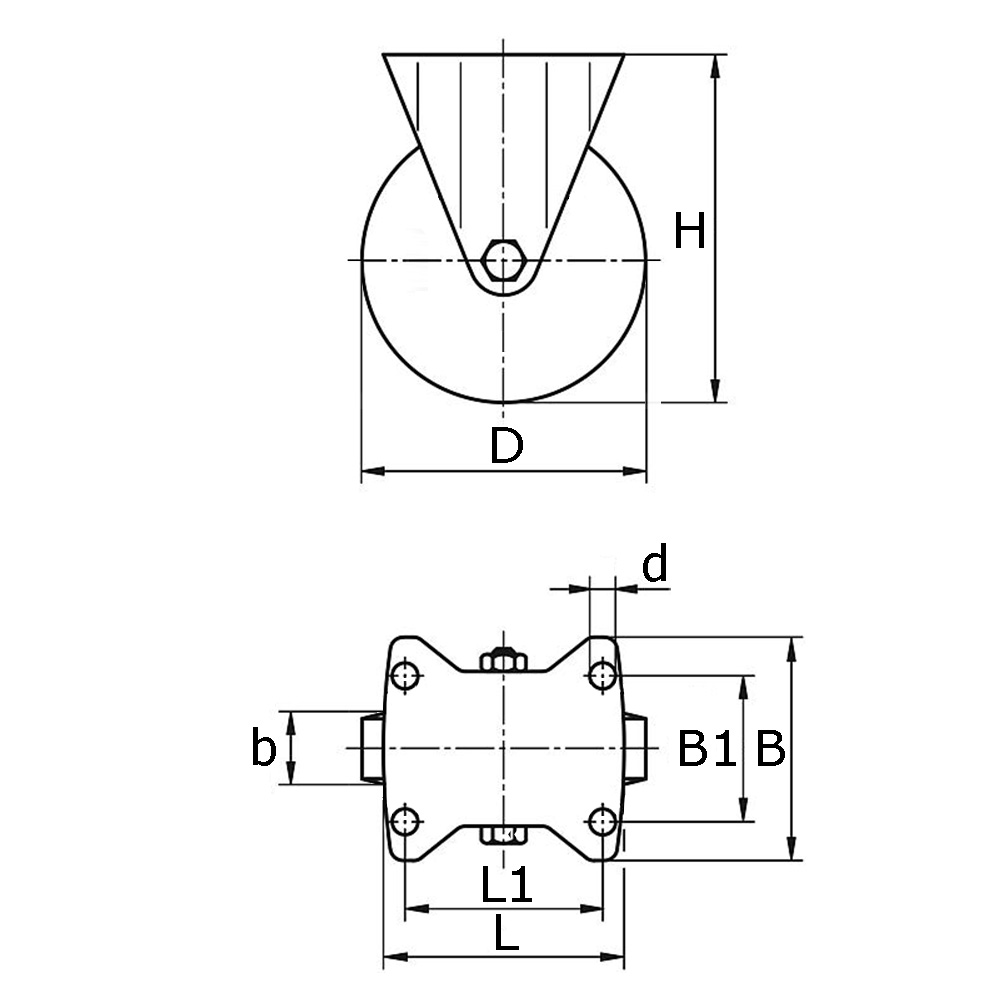 Verpas - Bokwiel 140mm met Rollager Stalen Velg